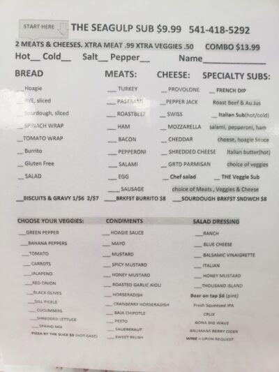 Build Your Own Menu - The Sea Gulp